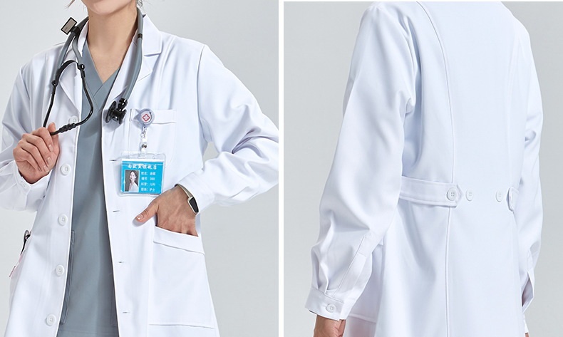 White Lab Coat, Long Sleeve Doctor Nurse Work Clothes, Beauty salon clothes
